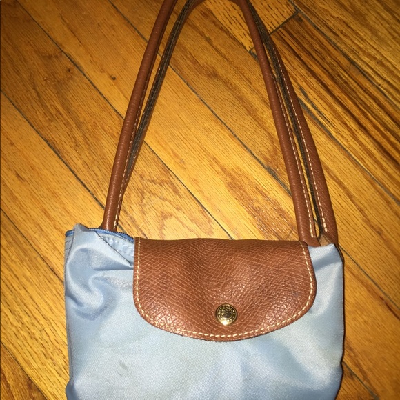 Longchamp | Bags | Longchamp Le Pliage Medium Light Blue Canvas Tote ...